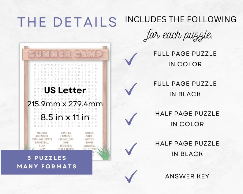 Summer Word Search Bundle: Beach Vacation, Camp Fun (PDF & JPG) - Etsy