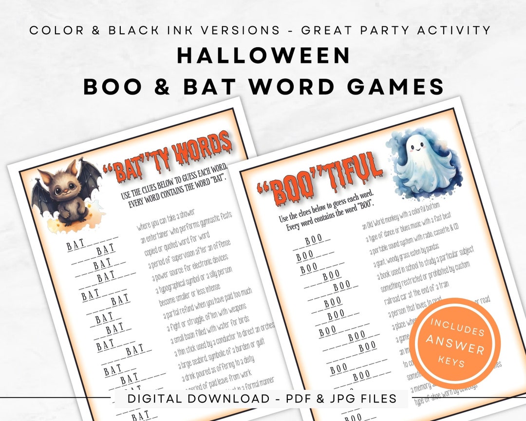 Halloween Word Games, Instant Download, Great Classroom or Party ...