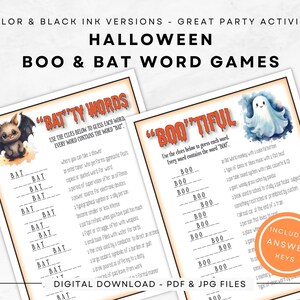 Halloween Word Games, Instant Download, Great Classroom or Party ...