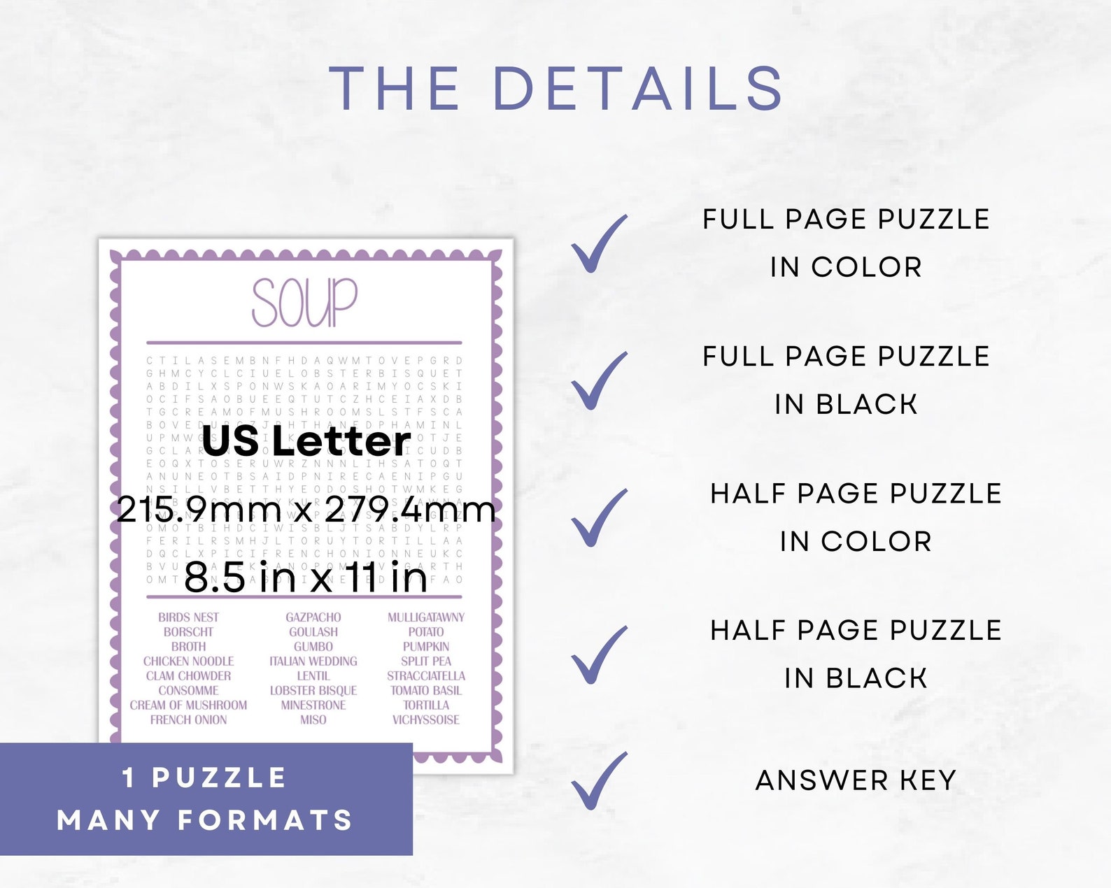 Soup Word Search, Instant Download | Print in Color/black Ink | US ...