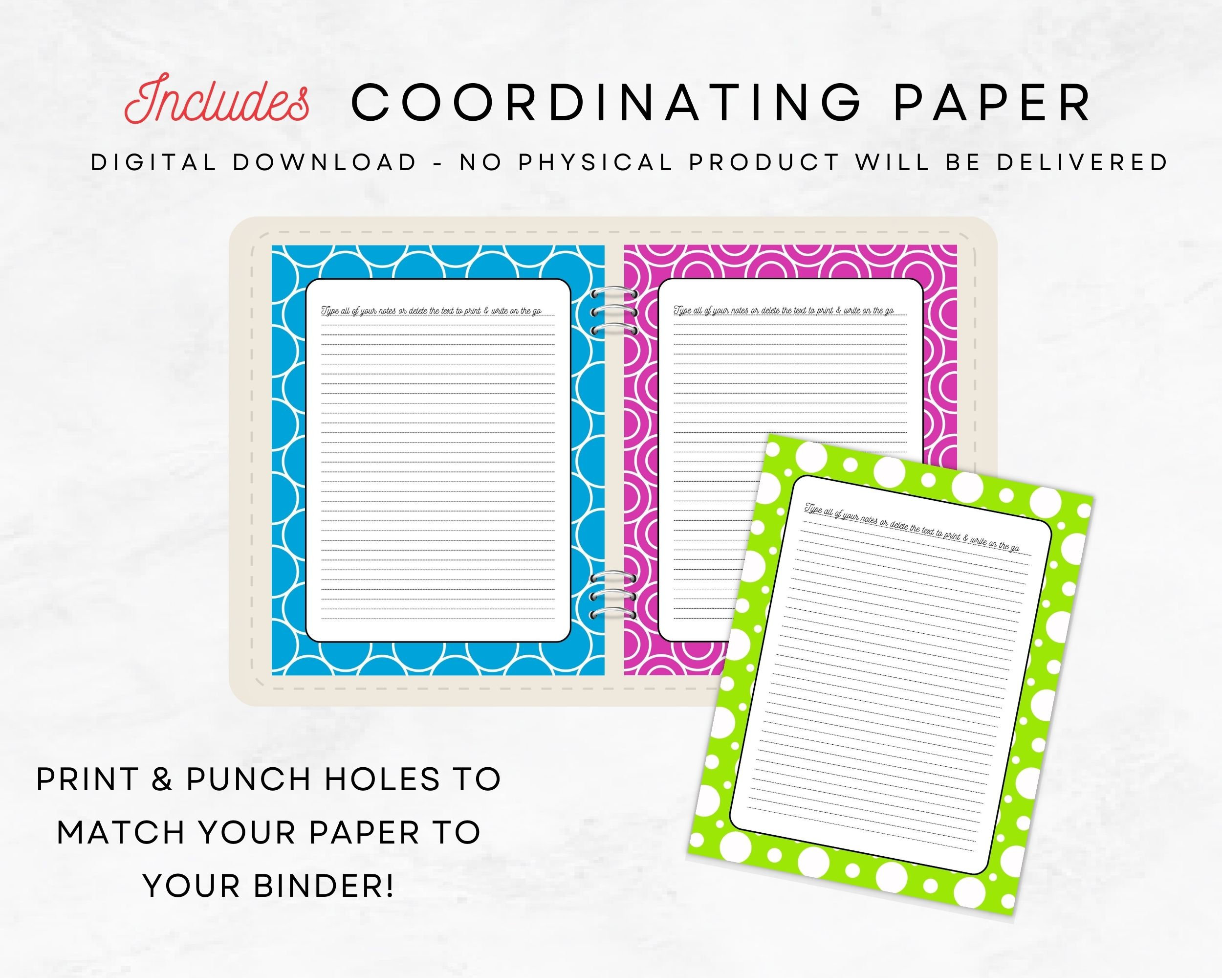 Binder Cover Set With Note Paper | Edit on Canva, Download, Print ...