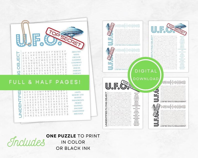 UFO Word Search Puzzle: Large Print UAP Game (digital Download) - Etsy