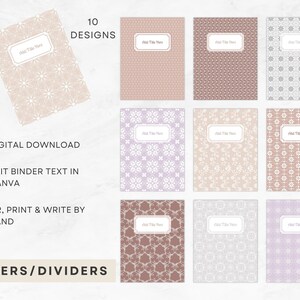 Binder Cover Set With Note Paper | Edit on Canva, Download, Print ...