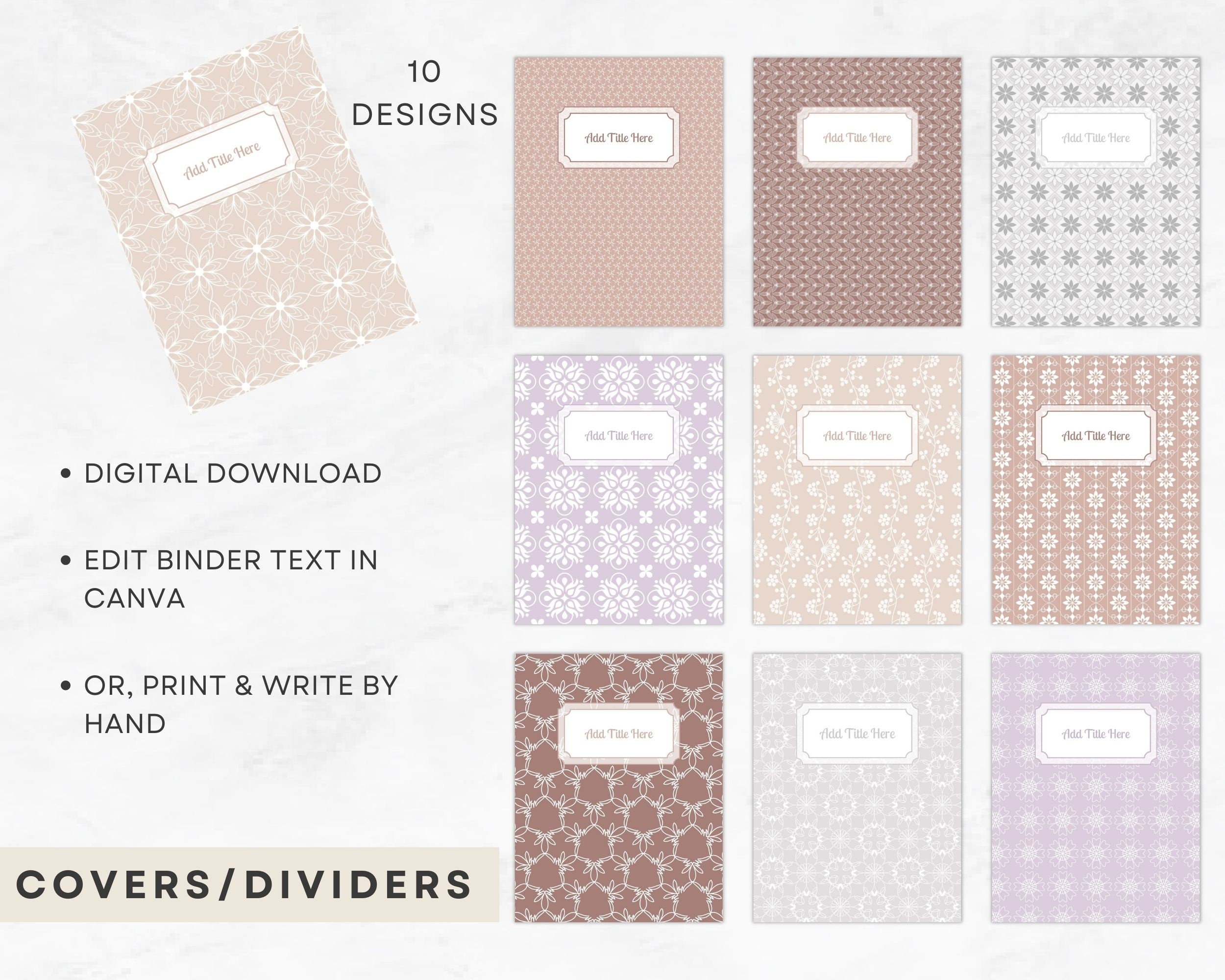 Binder Cover Set With Note Paper Edit on Canva, Download, Print Great ...