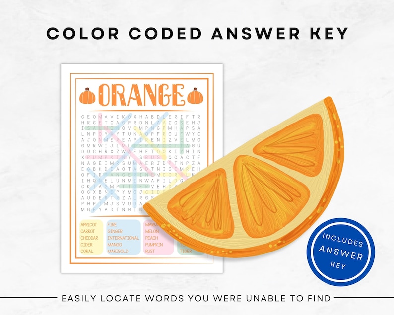 Orange Word Search for Instant Download | Art Teacher Discussion of ...