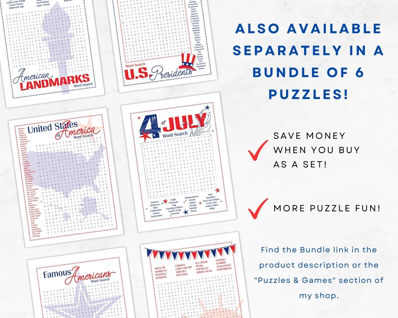 4th of July Word Search for Instant Download | Patriotic Puzzle, Great ...