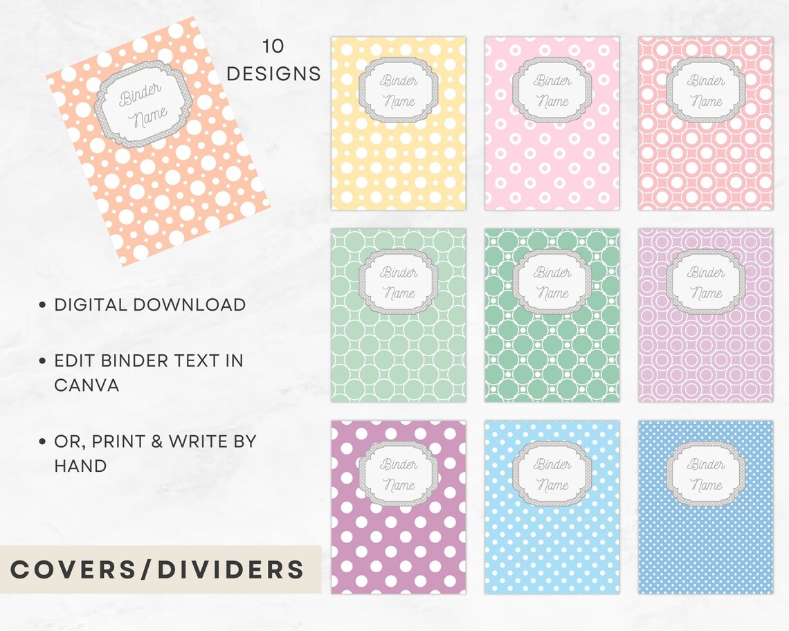 Editable Polka Dot Binder Cover Set: Teacher Student Resource ...