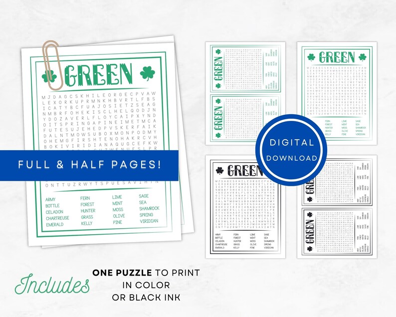 Green Word Search for Instant Download Art Teacher Discussion of Color ...