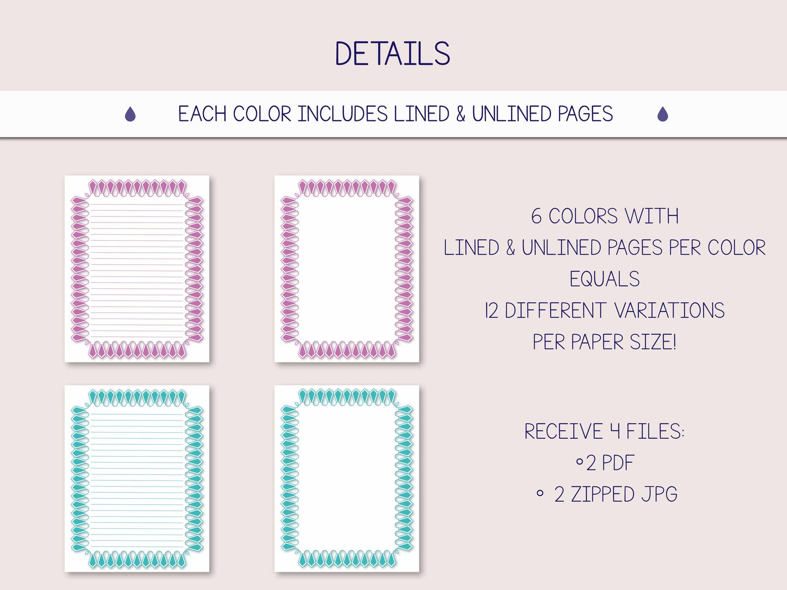 Bright Printable Stationery Writing Paper for Instant - Etsy