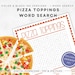 Pizza Toppings Word Search, Instant Download | Print in Color/black Ink ...