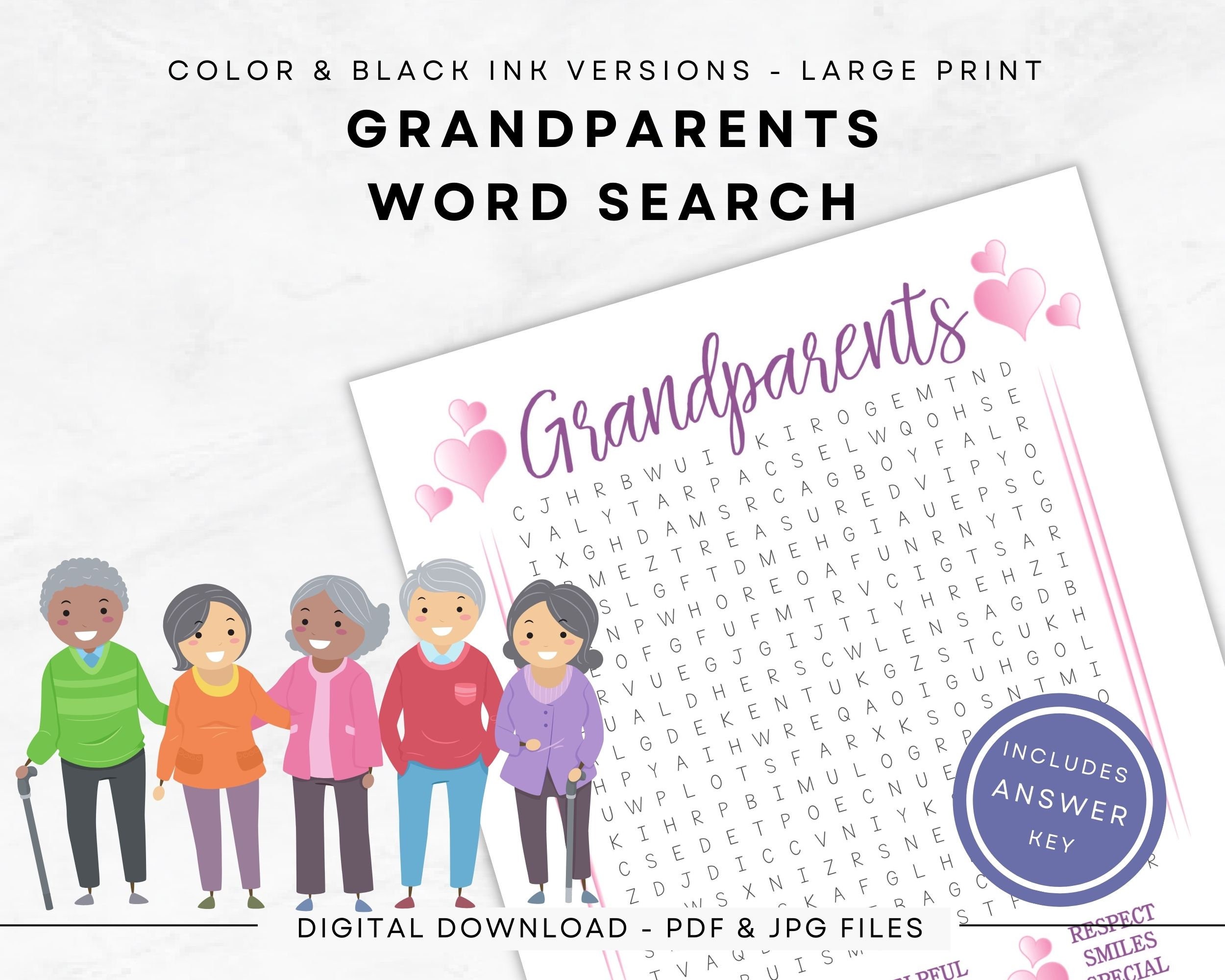 Grandparents Word Search to Play With the Grandkids Instant Download ...