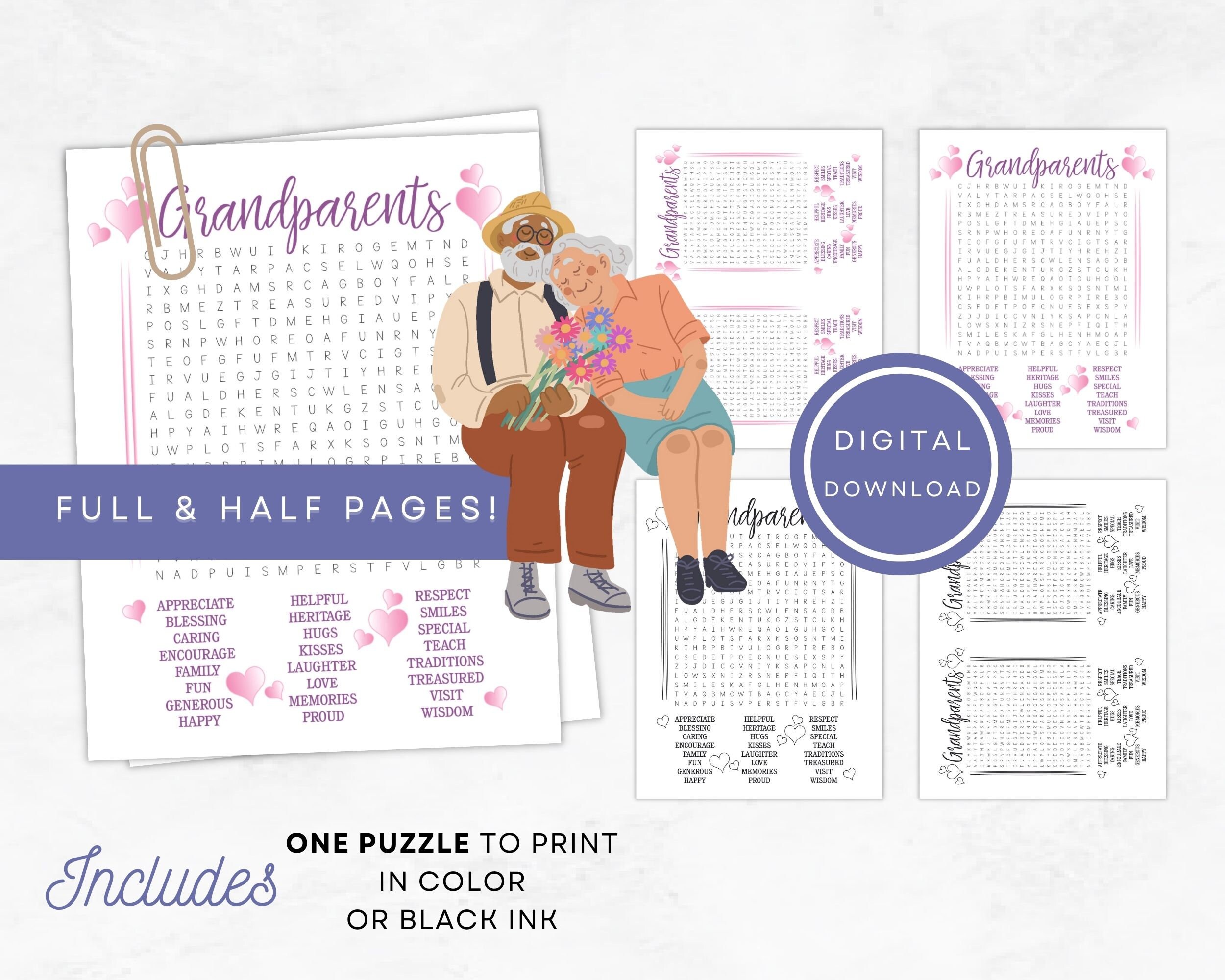 Grandparents Word Search to Play With the Grandkids Instant Download ...