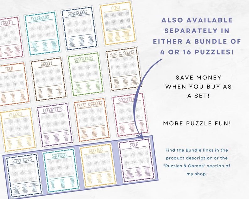 Noodles Word Search, Instant Download | Print in Color/black Ink | US ...