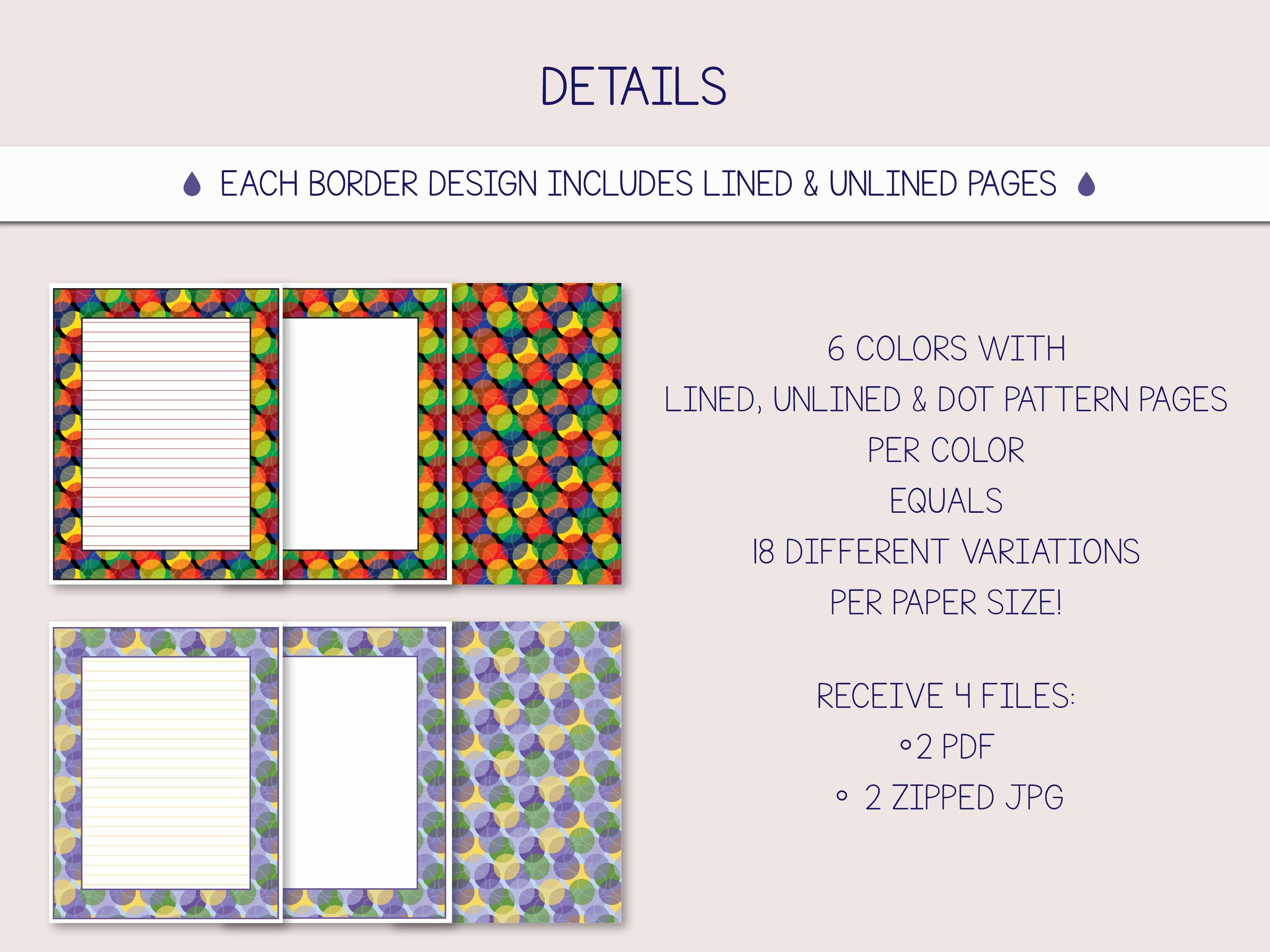 Dots Printable Stationery Writing Paper for Instant Download Digital ...