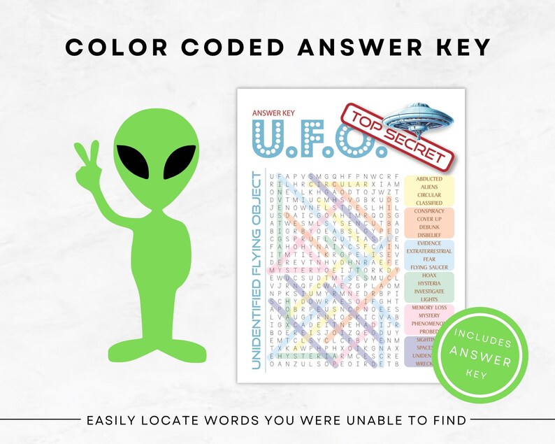 UFO Word Search Puzzle: Large Print UAP Game (digital Download) - Etsy