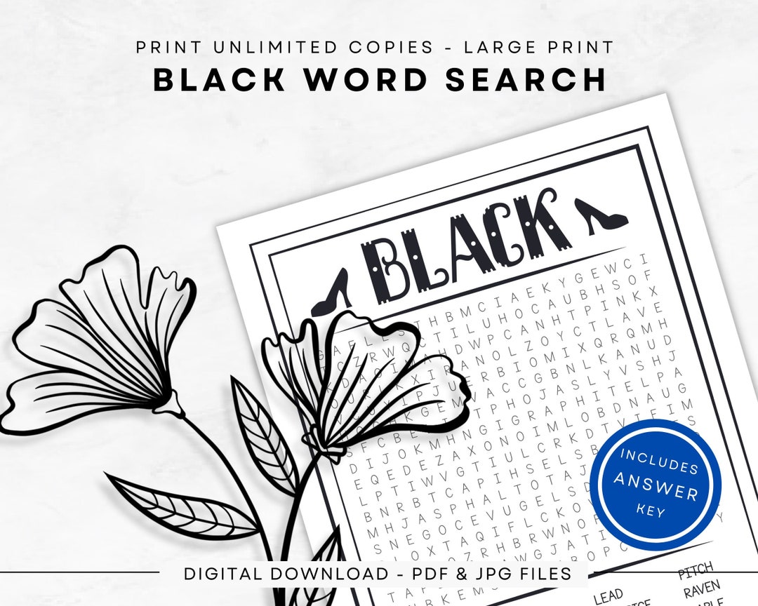 Black Word Search for Instant Download | Art Teacher Discussion of ...