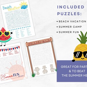 Beach Vacation Essential: Summer Word Searches for Kids and Adults ...