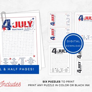 4th of July Word Search Bundle to Download | Patriotic Puzzles, Party ...