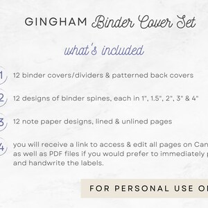 Gingham Binder Cover Set With Note Paper | Edit on Canva, Download ...