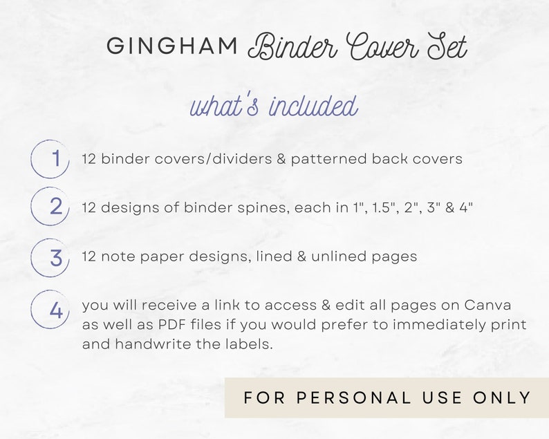 Gingham Binder Cover Set With Note Paper | Edit on Canva, Download ...