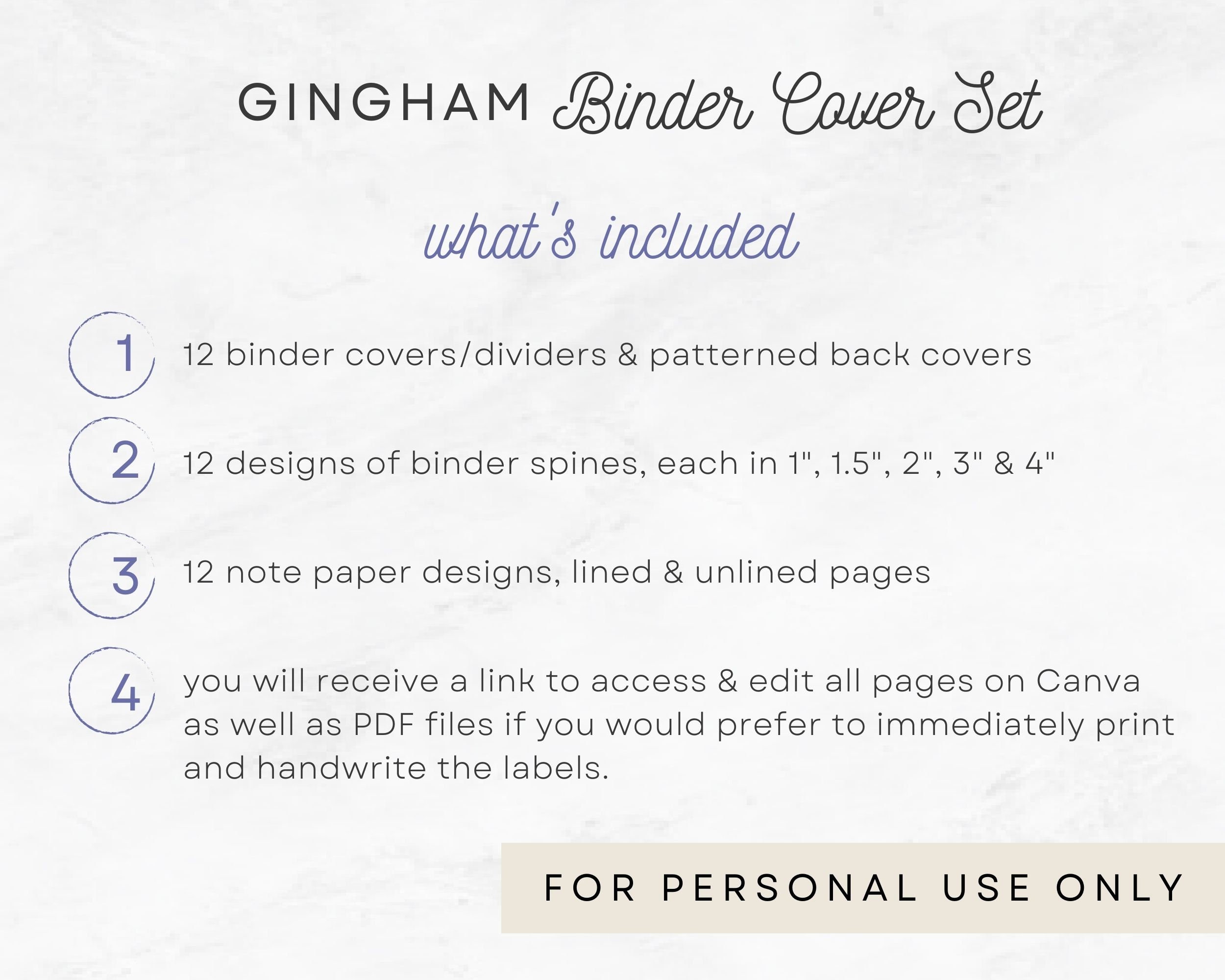 Gingham Binder Cover Set With Note Paper | Edit on Canva, Download ...