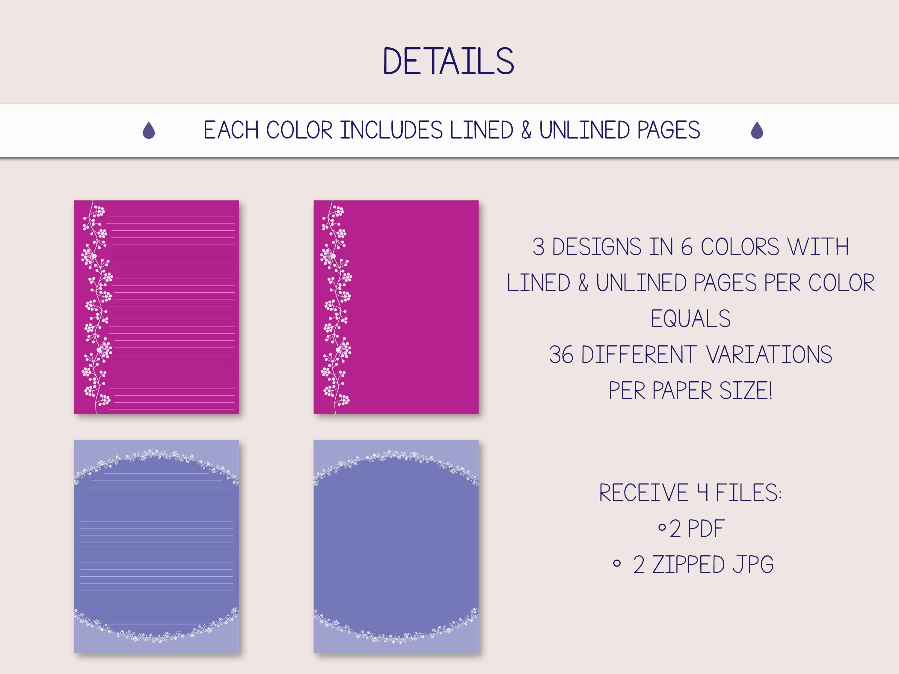 Printable Stationery Writing Paper for Instant Download Digital Note ...