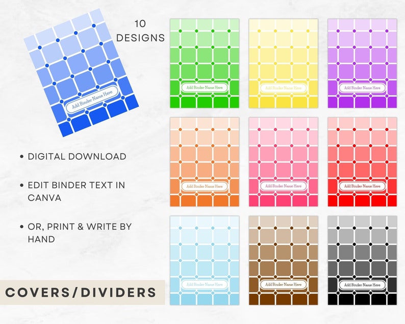 Binder Cover Set With Note Paper | Edit on Canva, Download, Print ...