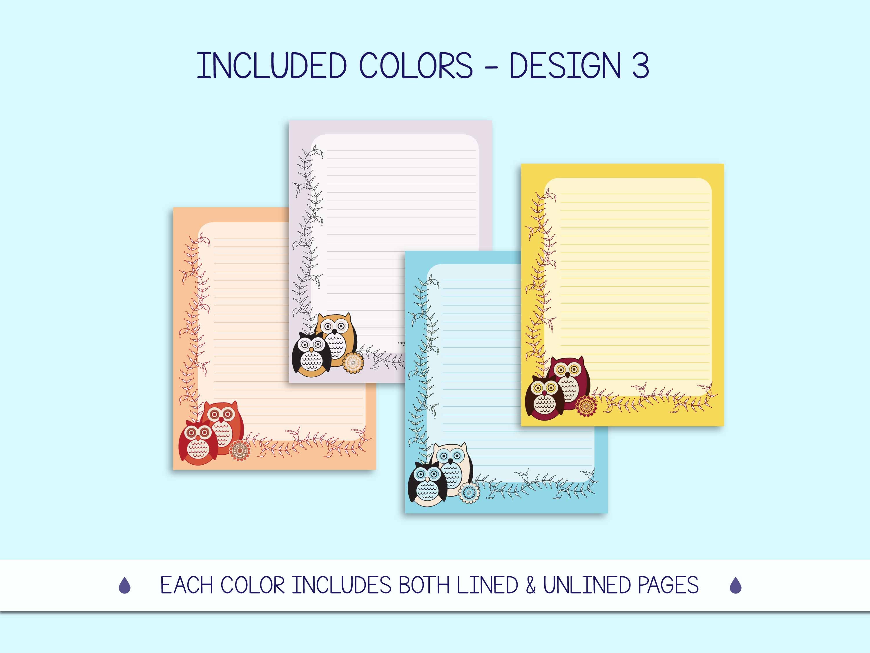 Owl Printable Stationery | Writing Paper for Instant Download | Digital ...