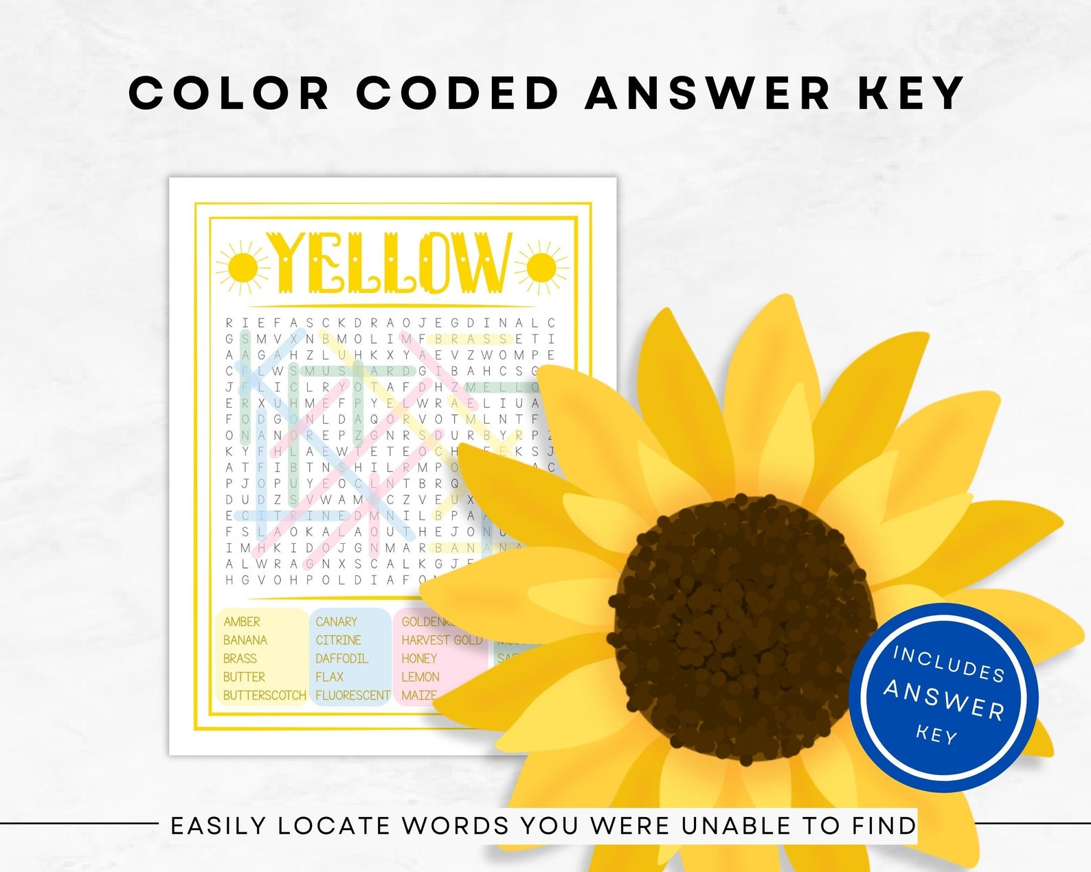 Yellow Word Search for Instant Download | Art Teacher Discussion of ...