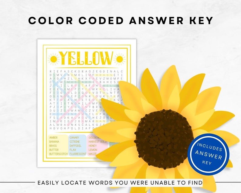 Yellow Word Search for Instant Download | Art Teacher Discussion of ...