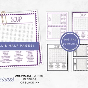Soup Word Search, Instant Download | Print in Color/black Ink | US ...
