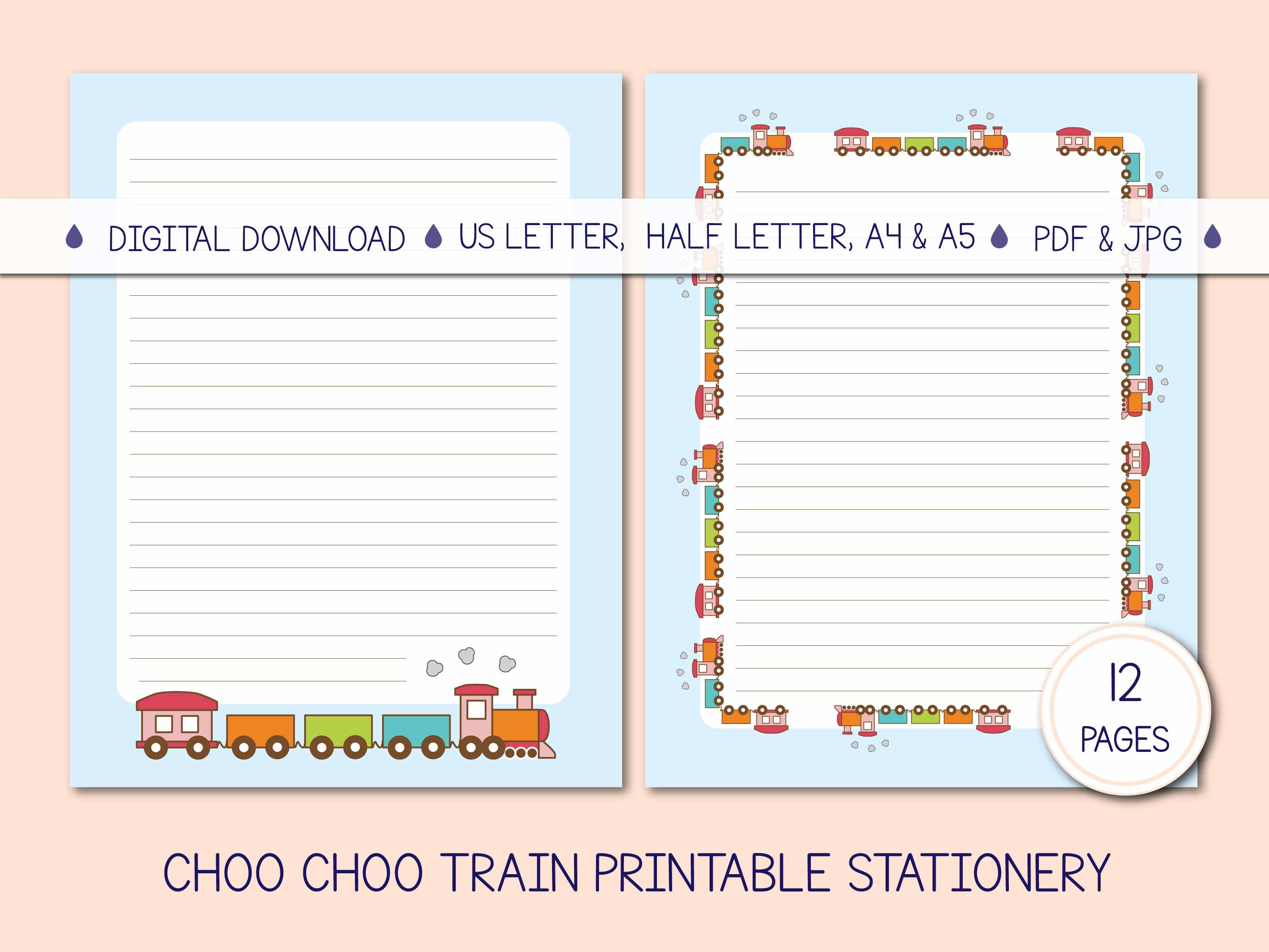 Choo Choo Train Printable Stationery | Writing Paper for Instant ...