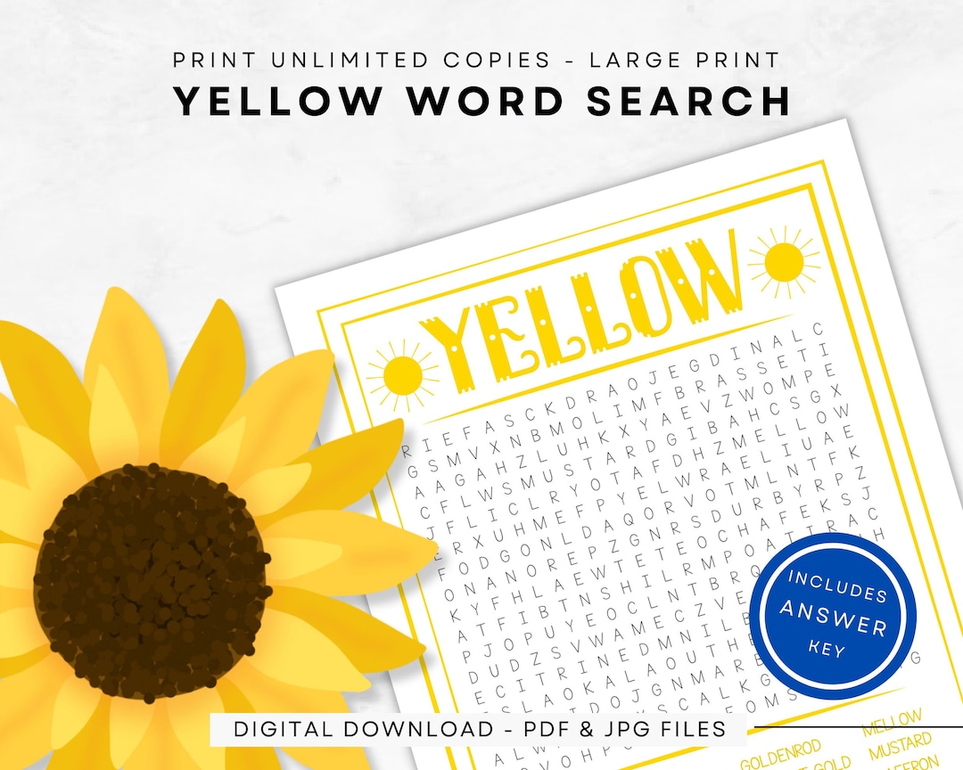 Yellow Word Search for Instant Download | Art Teacher Discussion of ...