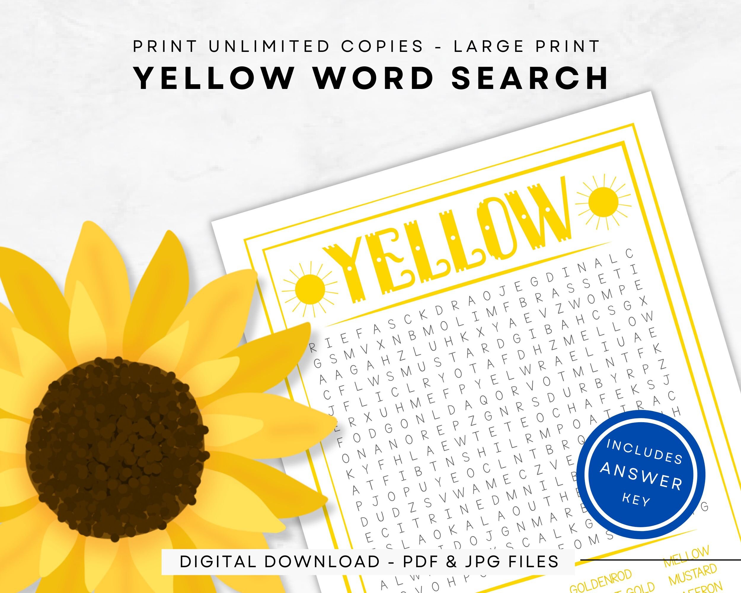 Yellow Word Search for Instant Download | Art Teacher Discussion of ...