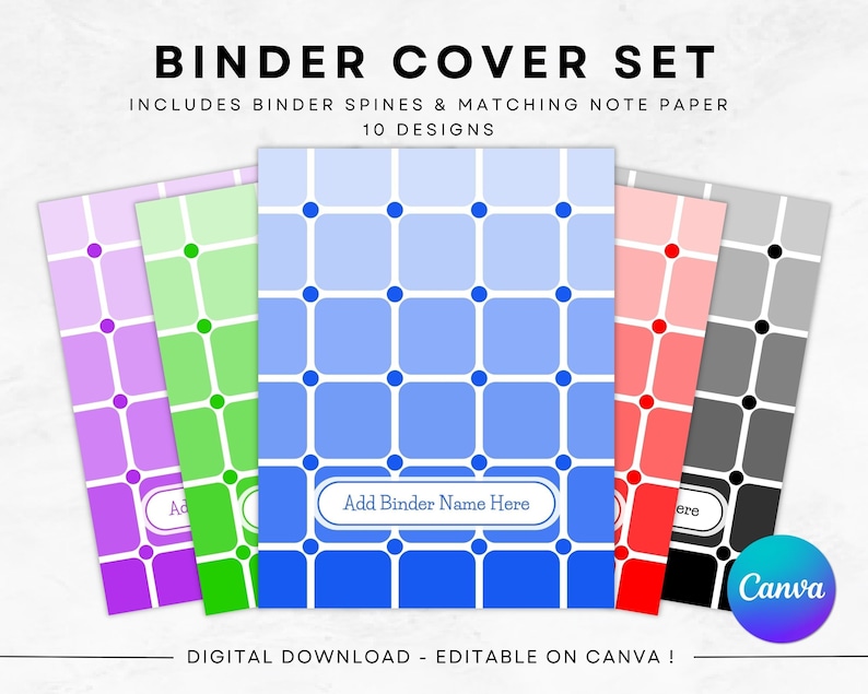 Binder Cover Set With Note Paper | Edit on Canva, Download, Print ...