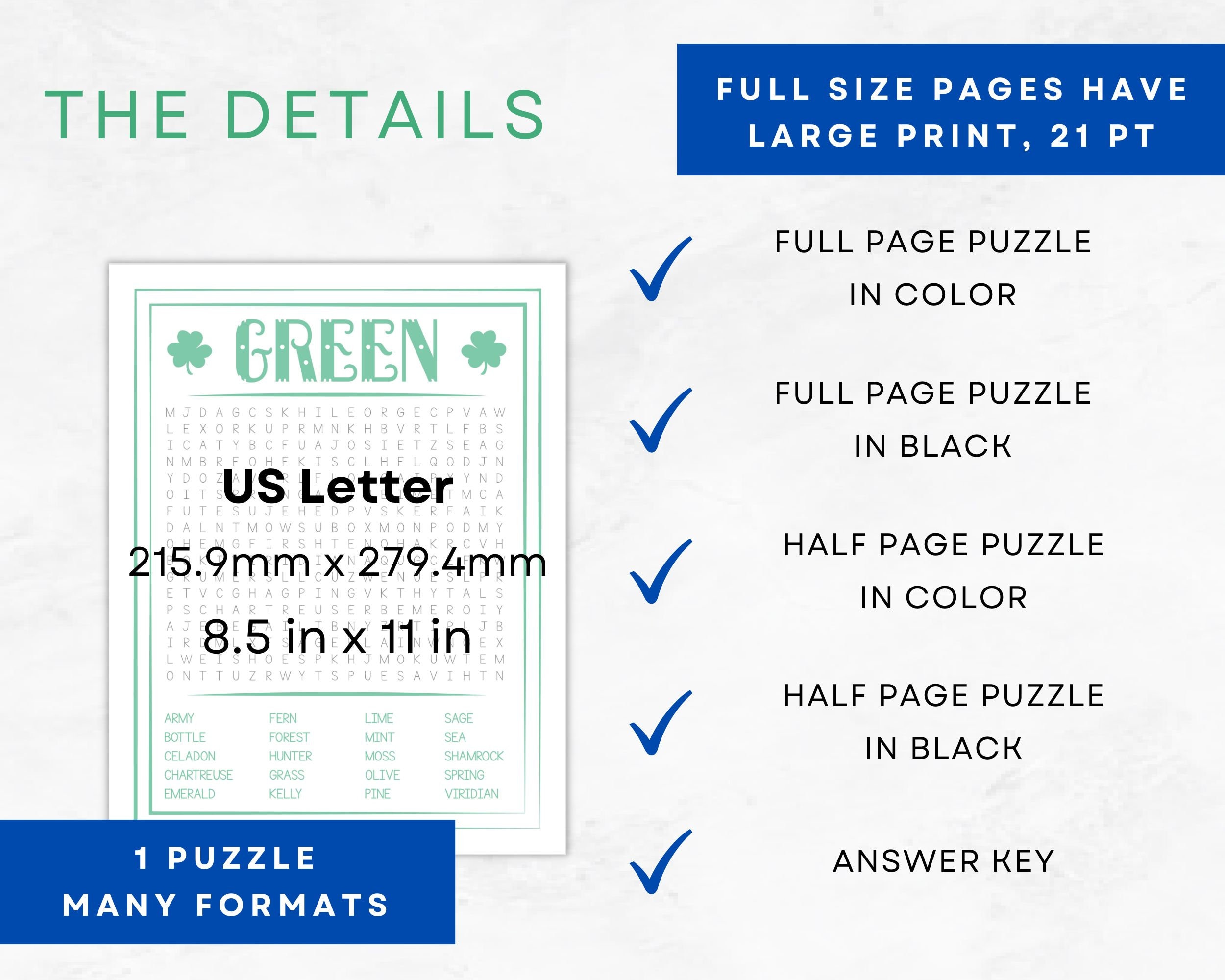 Green Word Search for Instant Download Art Teacher Discussion of Color ...