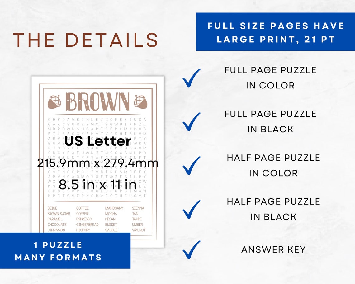 Brown Word Search for Instant Download | Art Teacher Discussion of ...