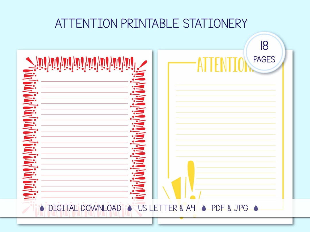 Printable Stationery Writing Paper for Instant Download Digital Note ...