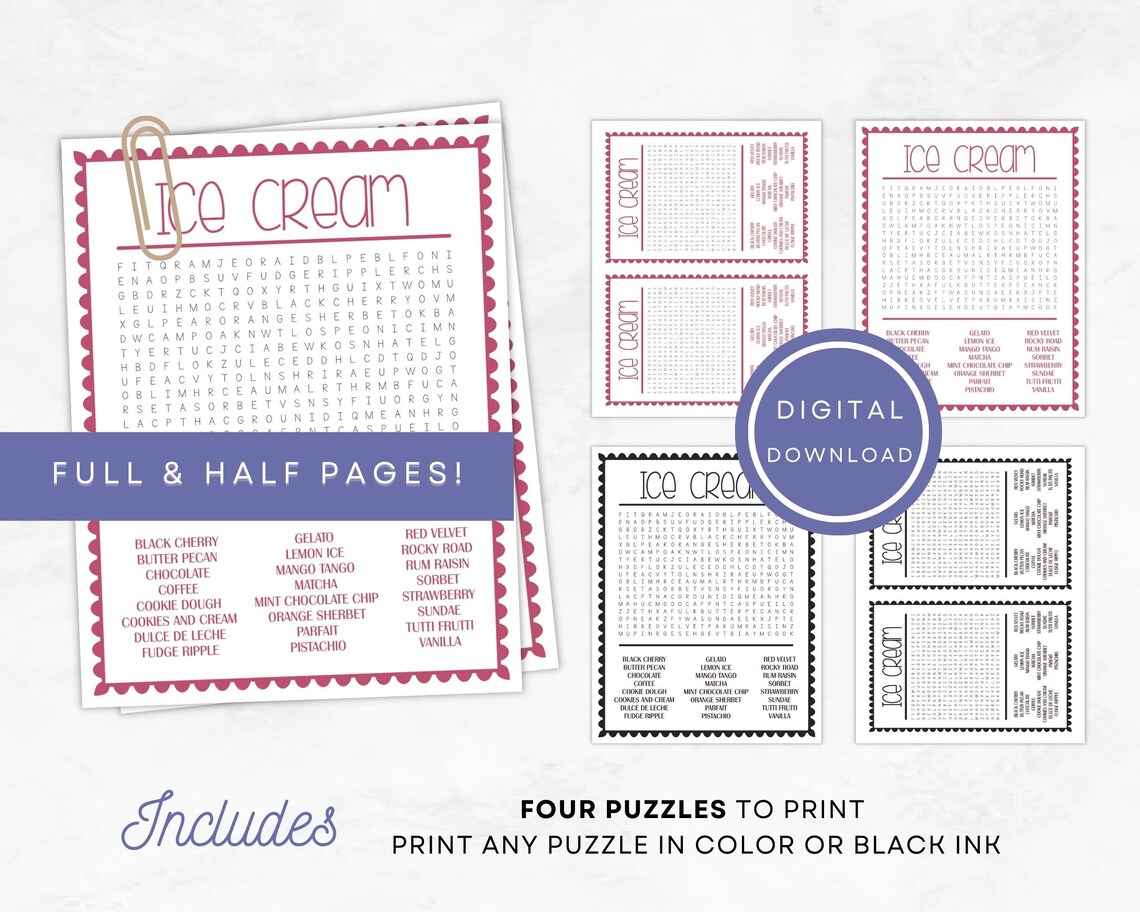 Food Word Search Puzzle Bundle: Fun Brain Game (digital Download) - Etsy