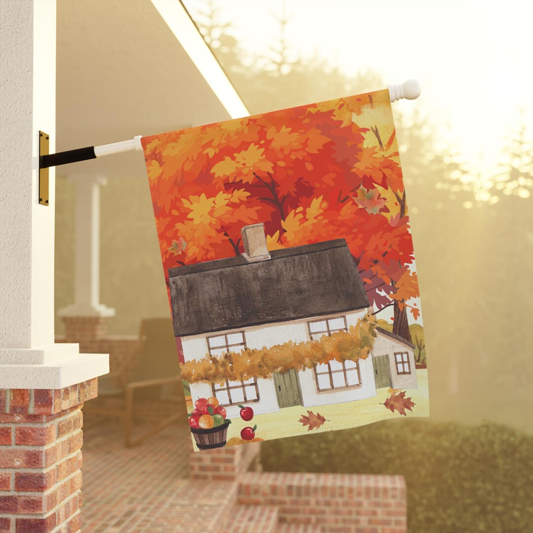 Garden Flag, Fall Landscape Banner, House Decoration, Autumn Yard Sign ...