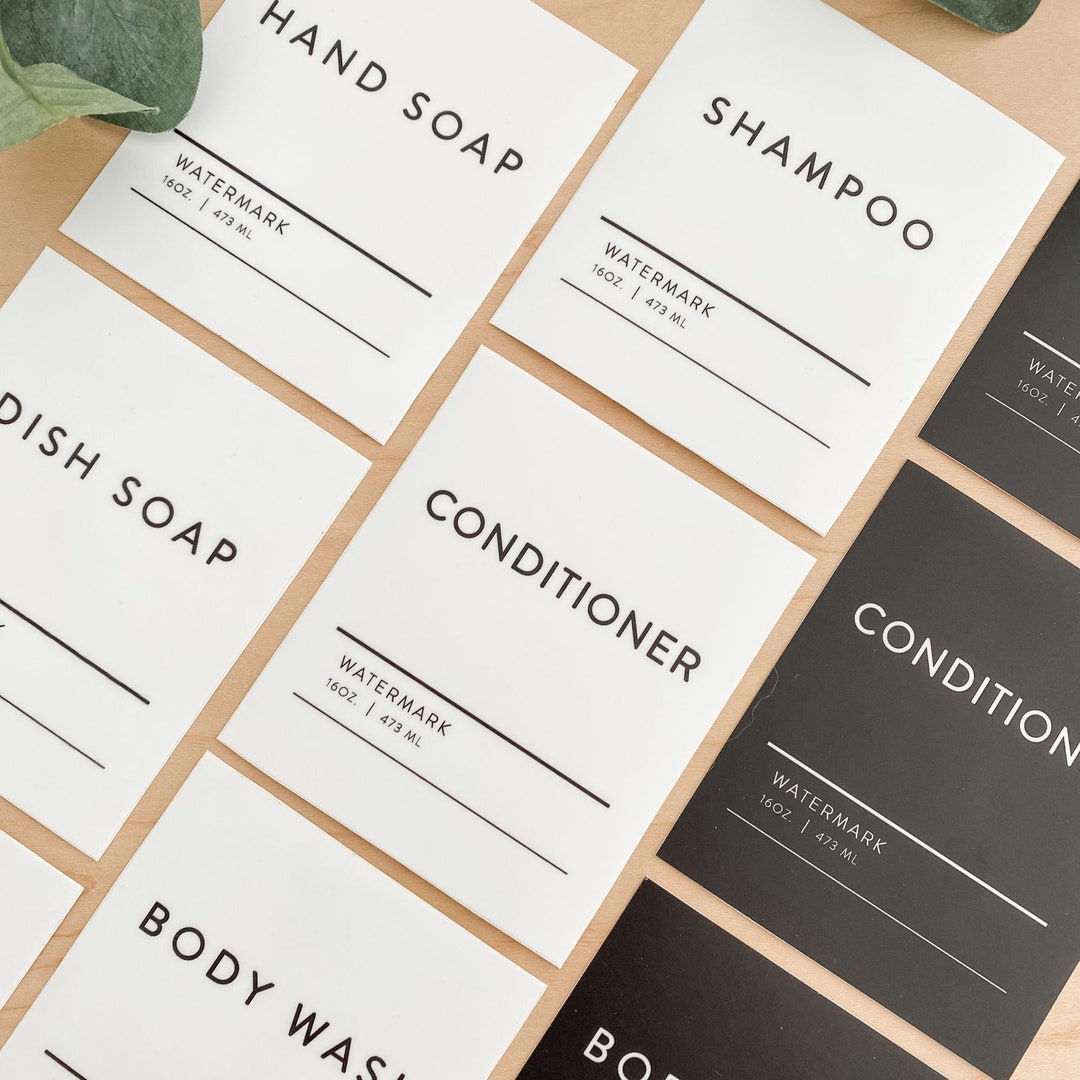 Minimalist White and Black Waterproof Labels for Kitchen Bathroom Home ...