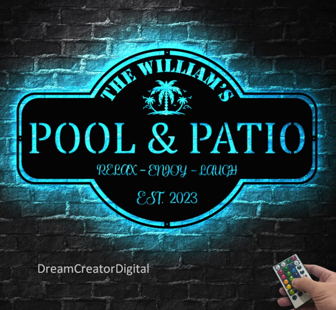 Backyard Pool Decor,personalized Pool & Patio Sign LED Light,swimming ...