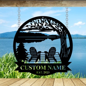 Custom Lake House Name Sign, Personalized Lake House Metal Sign, Camping Metal Sign, Lakehouse ...
