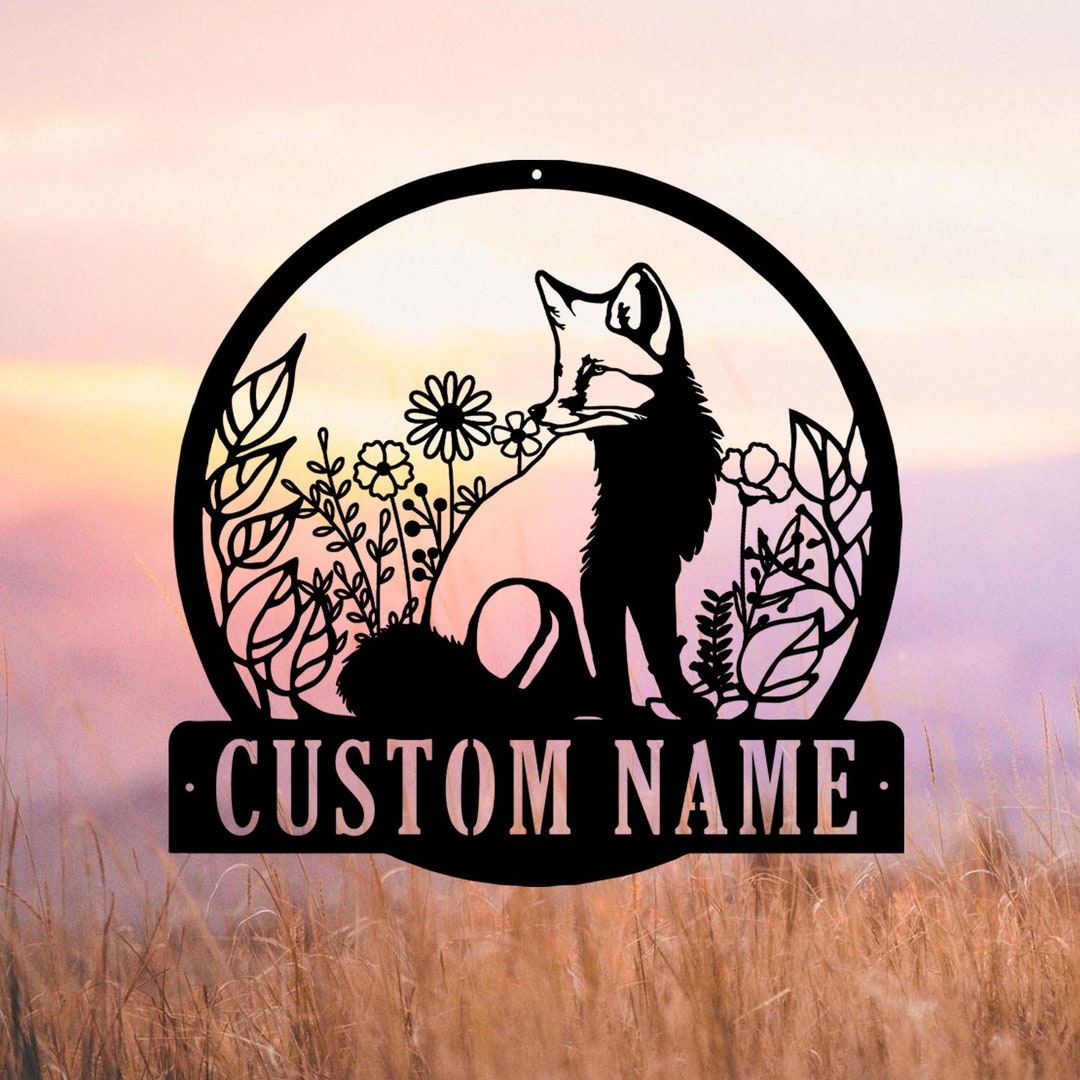Custom Fox Metal Sign,fox Cabin Sign,personalized Fox Name Sign,farm ...