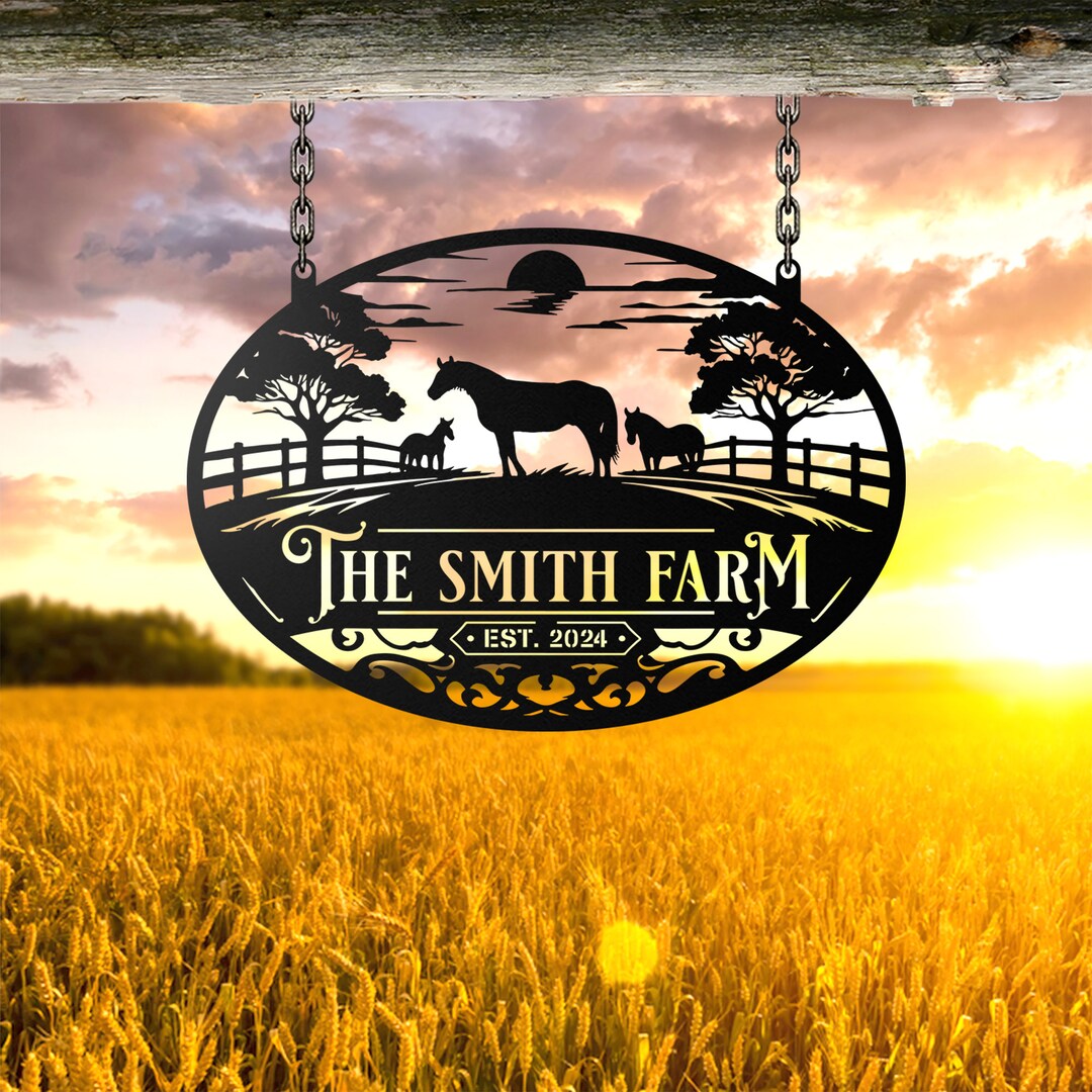 Custom Horses Metal Sign,horse Wall Art,personalized Horse Ranch Decor ...