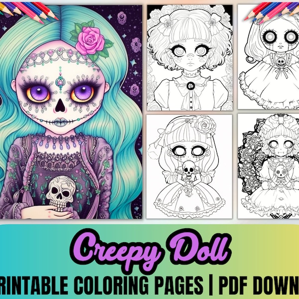 Creepy Doll Coloring Pages - Etsy