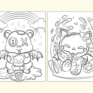 Cute Creepy Kawaii 30 Instant Download Coloring Pages PDF & - Etsy