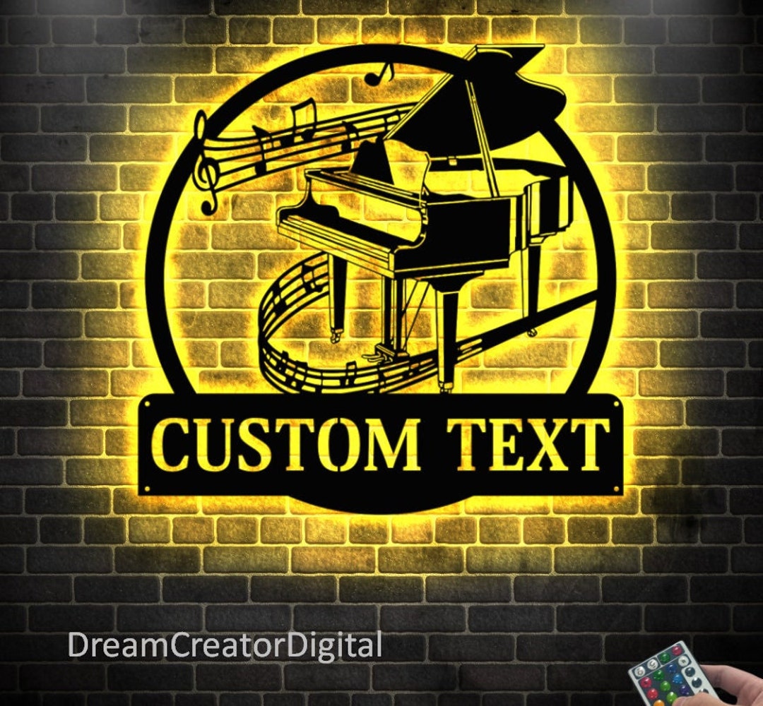 Personalized Piano Metal Wall Art Led Light,piano Metal Sign Music ...