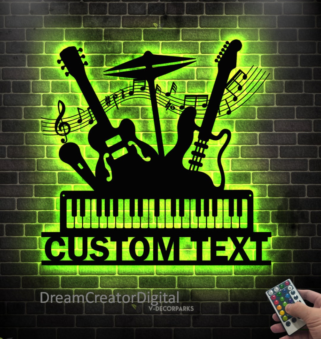 Buy Guitar Drum Piano Art Metal Sign, Personalized Musical Mix Metal ...