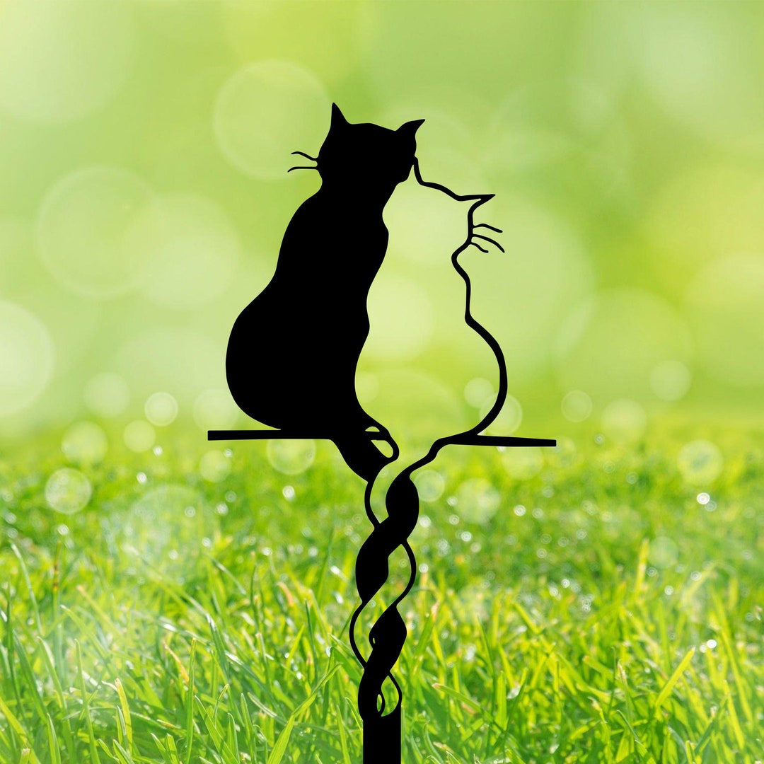 Metal Cat Garden Stake, Yard Sign, Garden Sign,cat Garden Decor, Metal ...